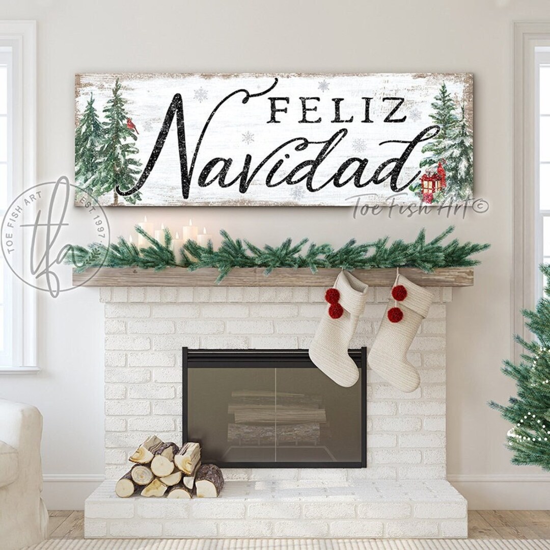 Felize Navidad Merry Christmas Sign Holiday Spanish Wall Decor ...