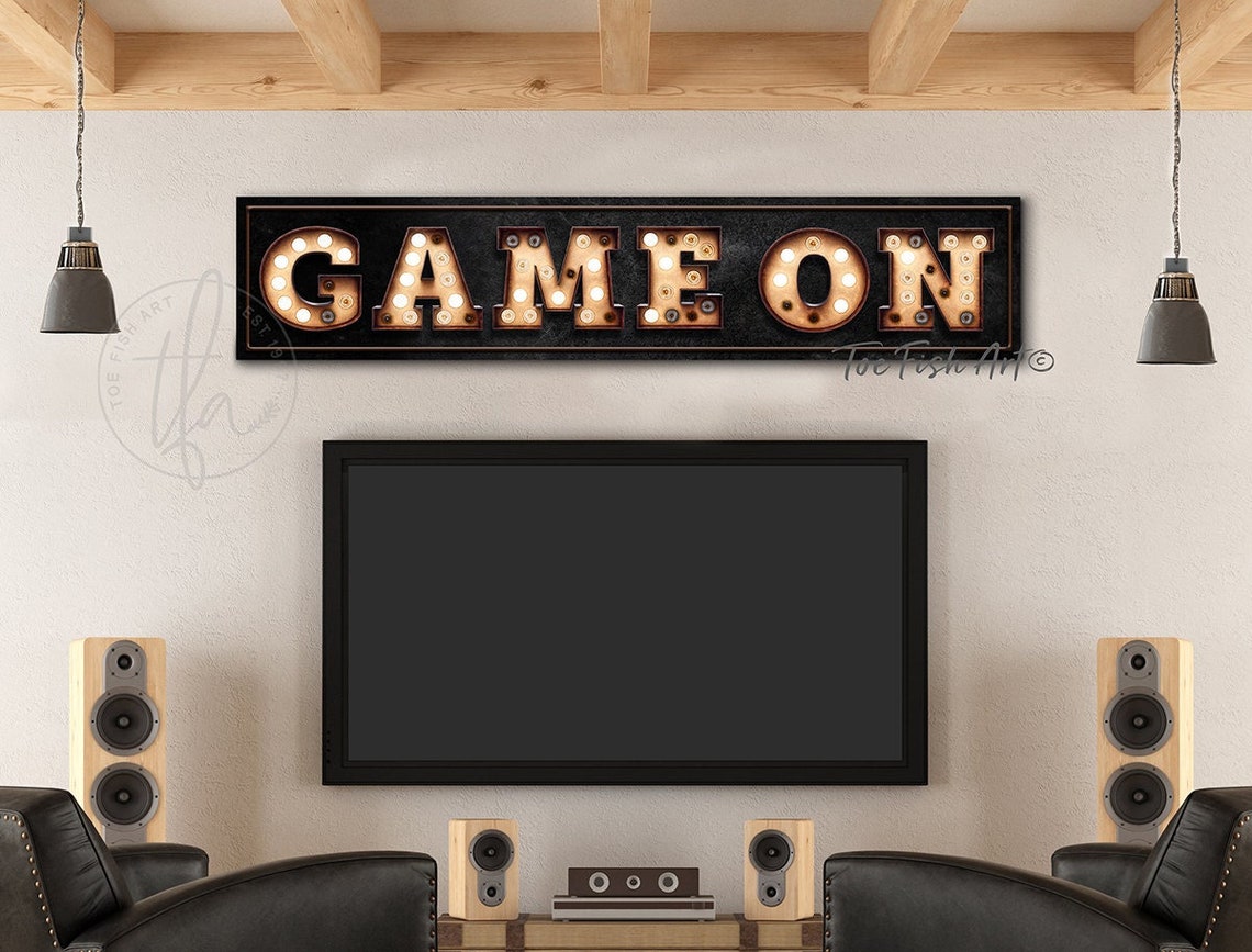 Game on Sign Modern Farmhouse Wall Decor Family Lounge Sign - Etsy