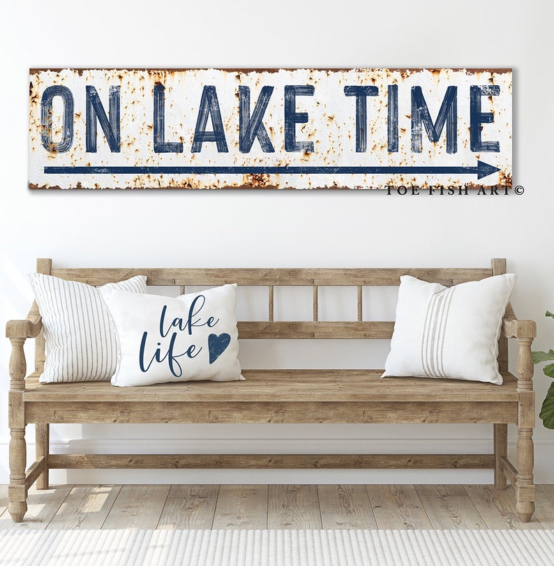 ON LAKE TIME Lake House Sign Lake Life Modern Farmhouse Wall Decor ...