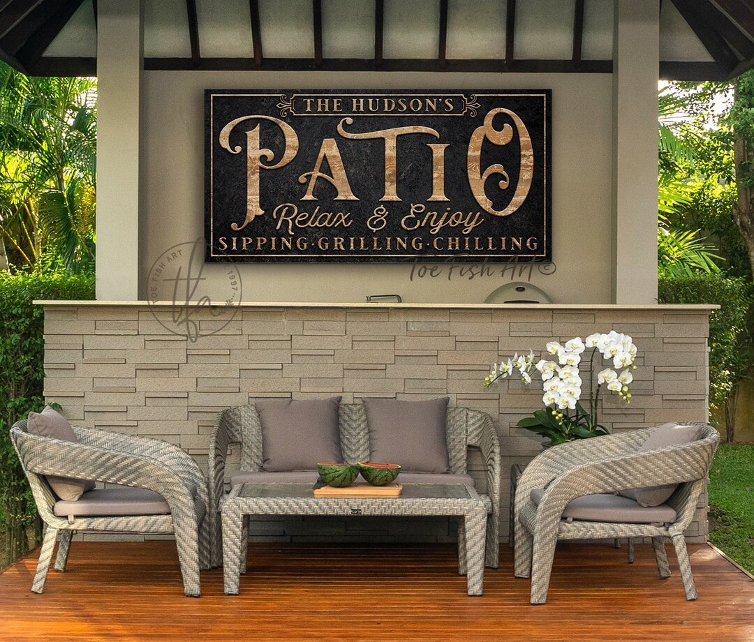 Personalized Patio Sign Backyard Bar and Grill Pool Deck - Etsy