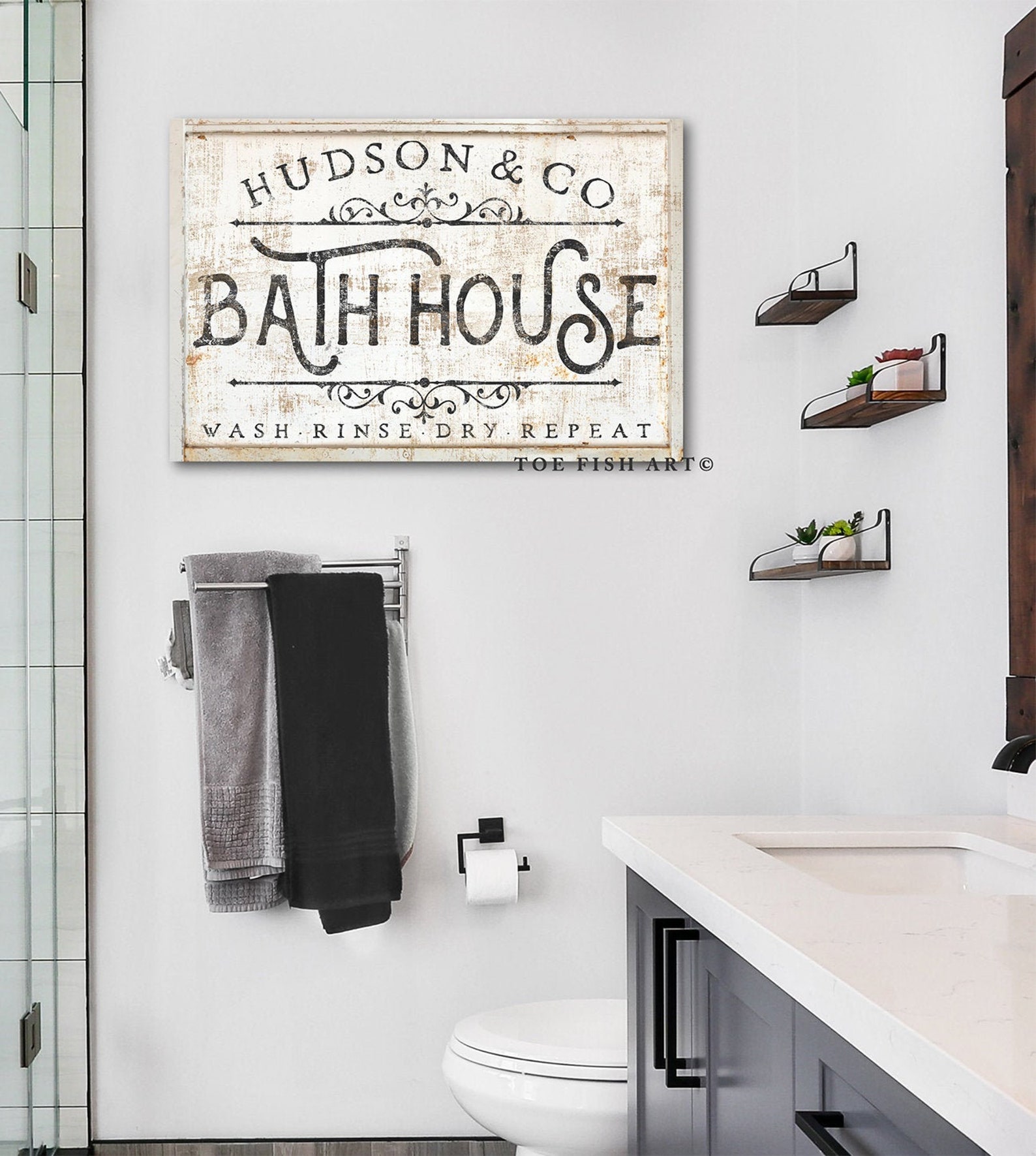 PERSONALIZED Custom Bath House Sign Bathroom Art Family Name | Etsy