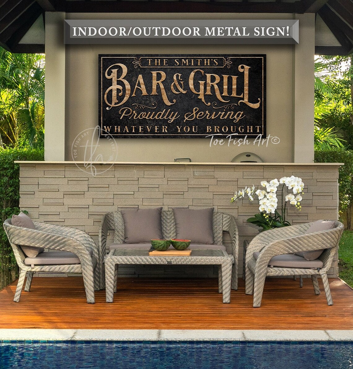 METAL SIGN Personalized Bar & Grill Sign Backyard Pool Patio - Etsy