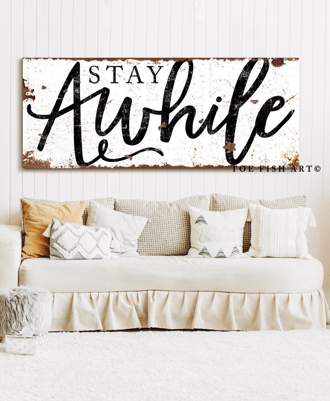 Stay Awhile Sign Modern Farmhouse Wall Decor Primitive Rustic Dining ...