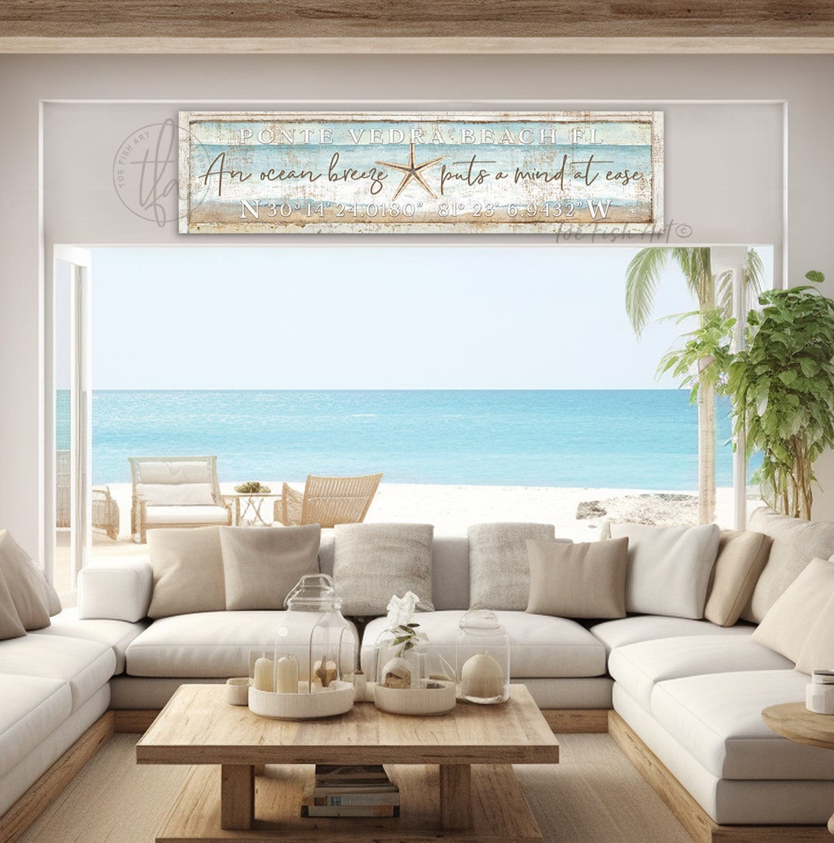 Coastal Decor Beach House Sign - Custom Family Name Beach Shell ...