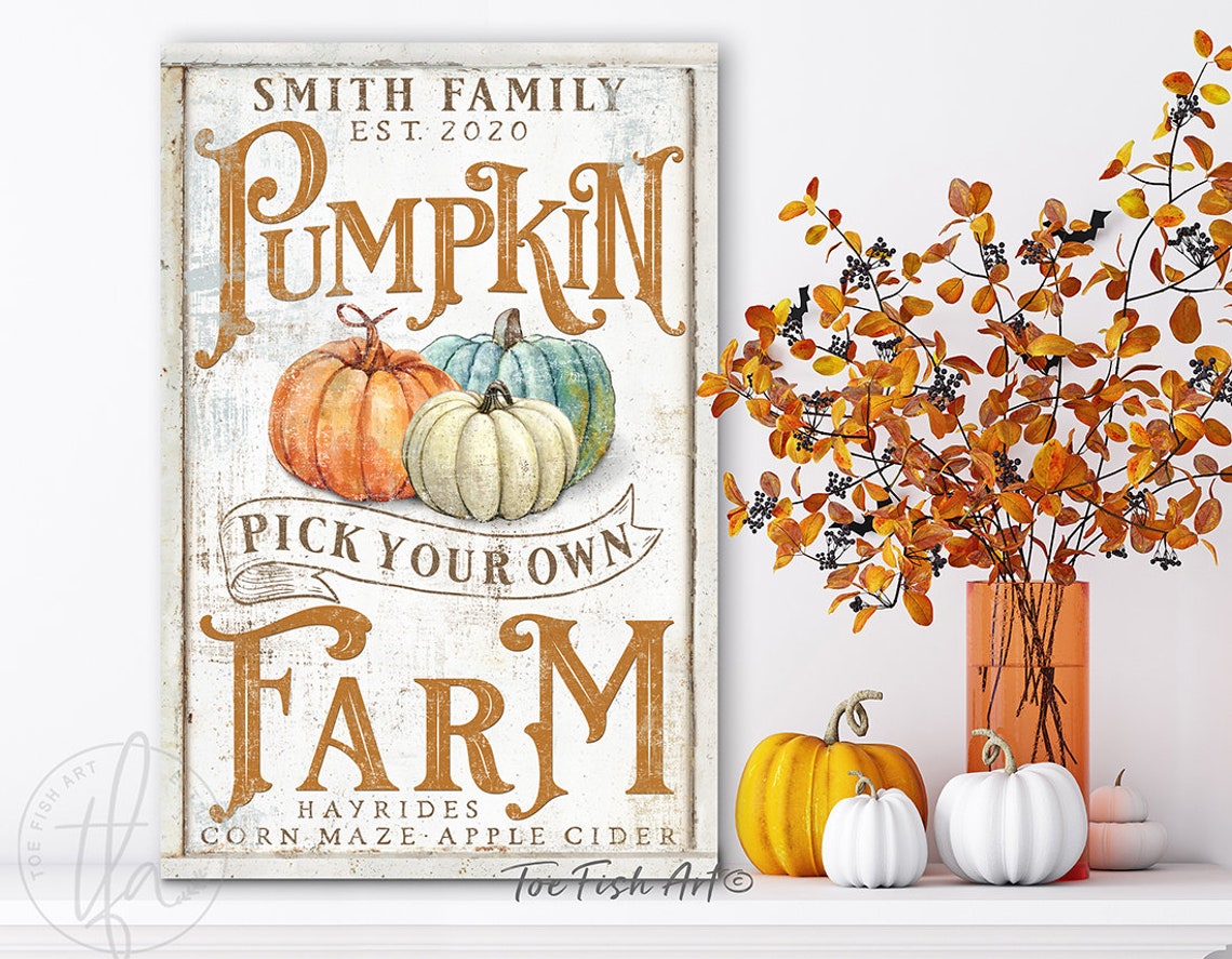 Pumpkin Farm Sign Rustic Fall Decor Family Name Modern - Etsy