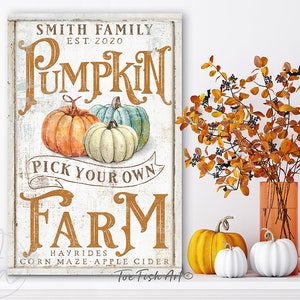 Personalized Pumpkin Farm Sign – Rustic Fall Family Name, Modern ...