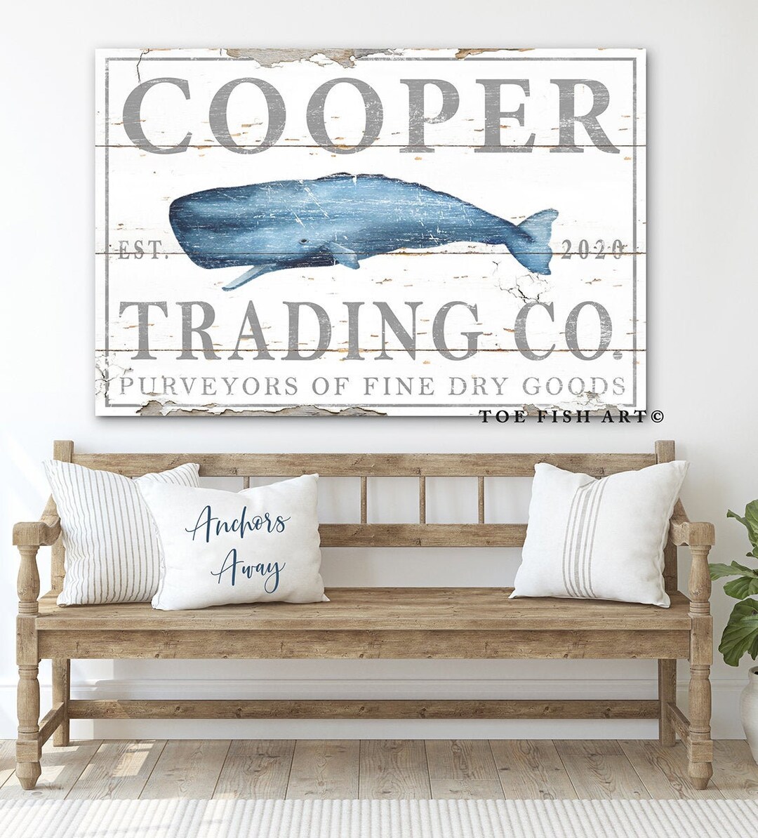 Trading Company Sign Rustic Farmhouse Wall Decor Name Established ...
