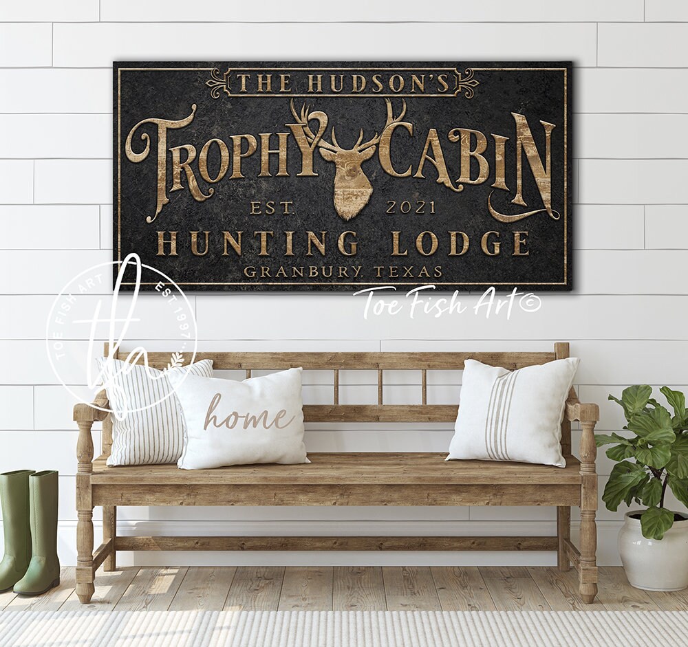 Hunting Lodge Hunt Club Sign Modern Farmhouse Wall Decor Man - Etsy