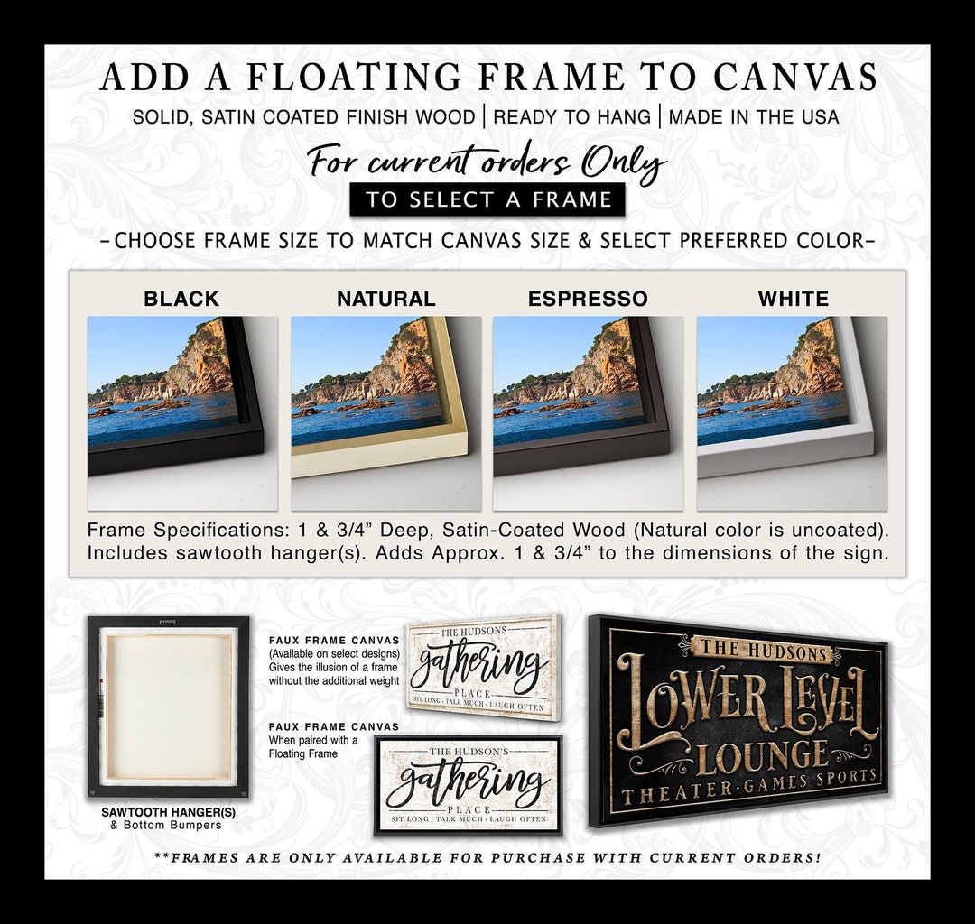 Canvas Frame Add-on Options Floating Frame Add-on for Canvas Orders ...