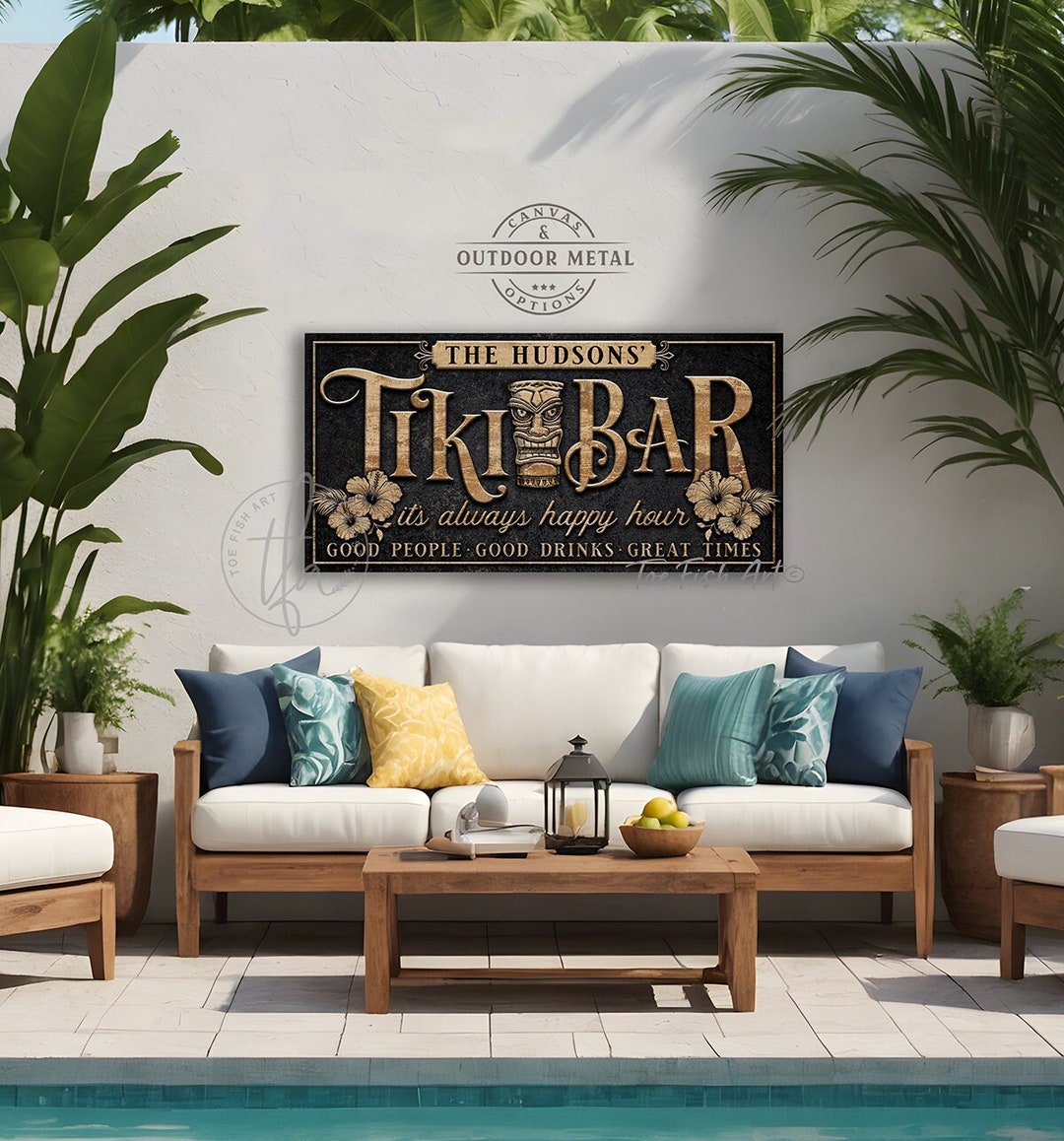 Personalized Tiki Bar Sign Tiki Hut Backyard Grill Deck Pool Patio ...