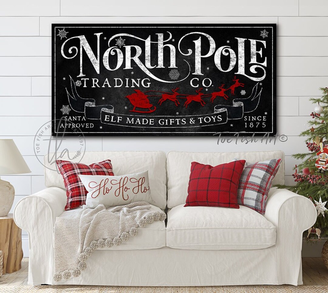 Rustic Christmas Sign North Pole Trading Company Sign Modern Farmhouse ...