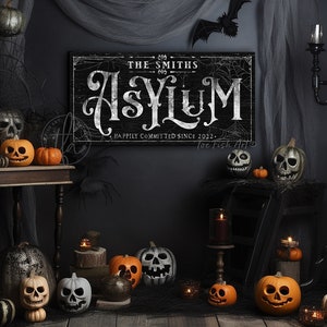 Personalized Halloween Sign Custom Creepy Asylum Rustic Fall Porch ...