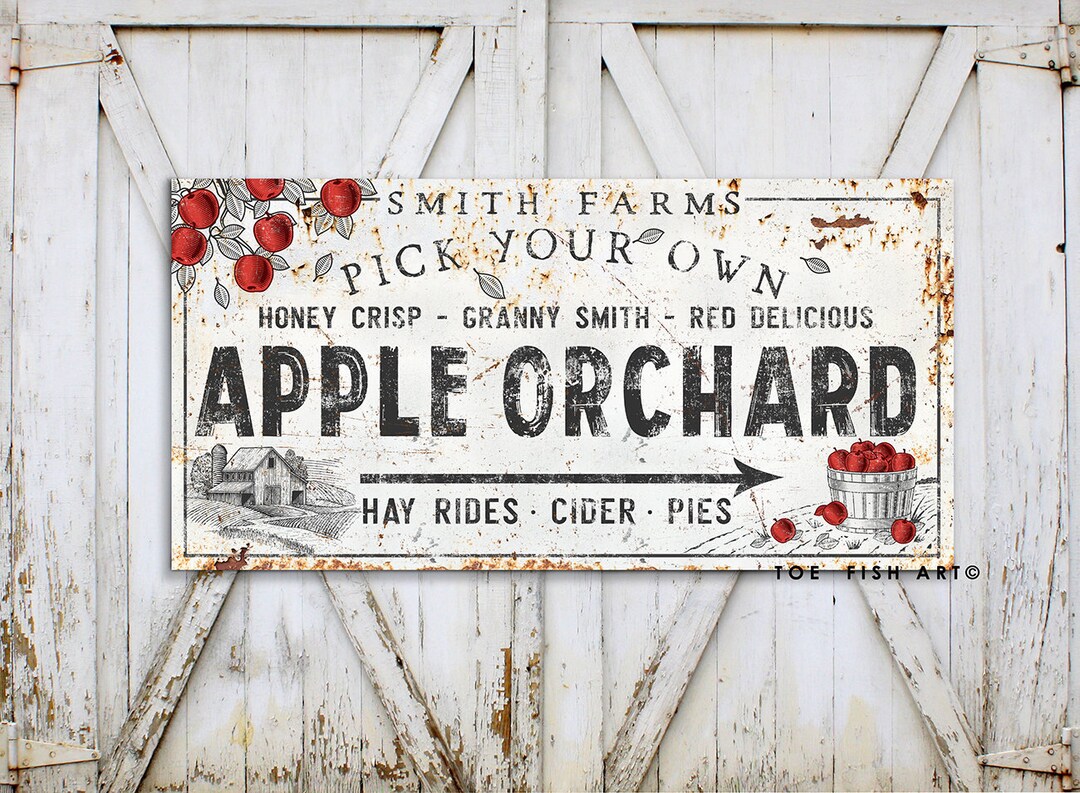 Personalized Apple Orchard Sign – Rustic Fall Decor, Modern Farmhouse ...