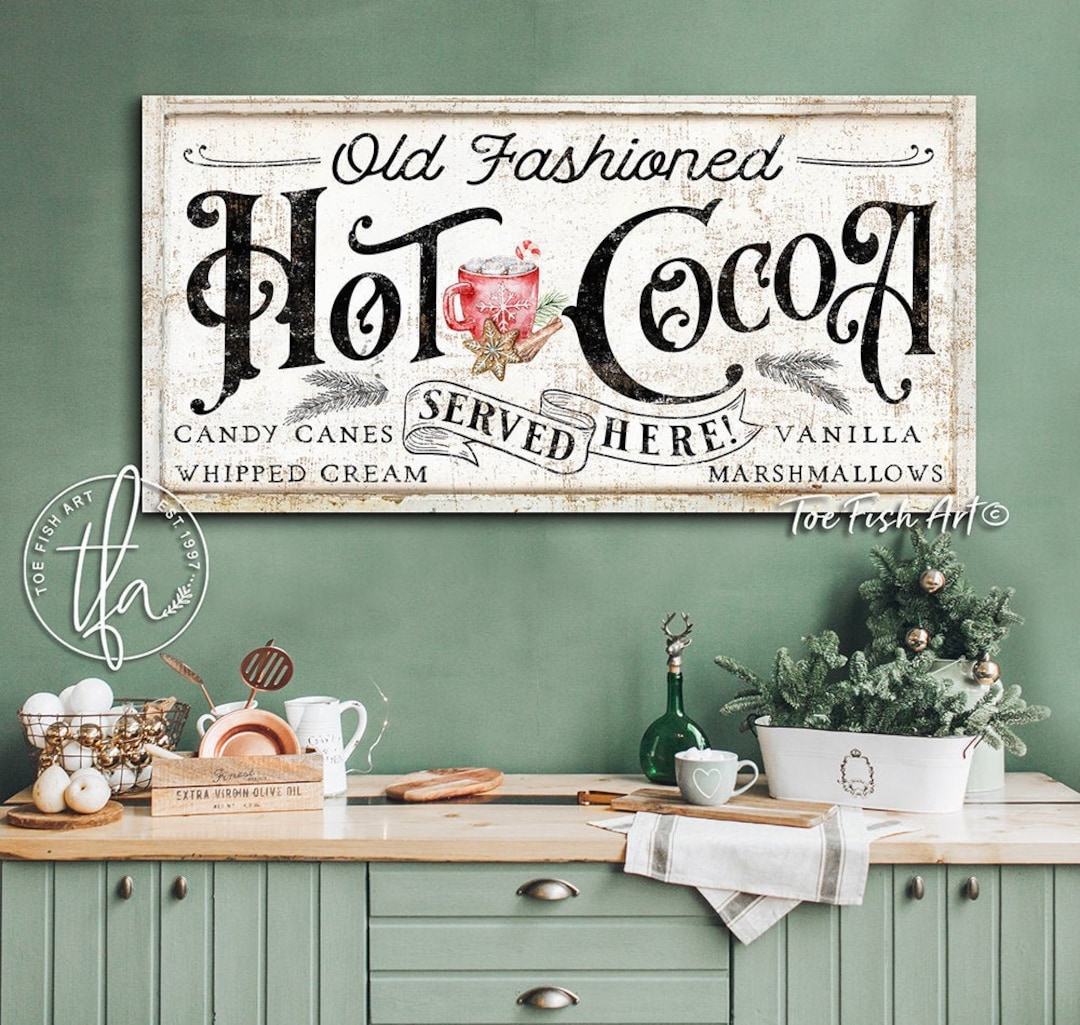 Hot Cocoa Sign Rustic Christmas Sign Modern Farmhouse Wall Decor ...