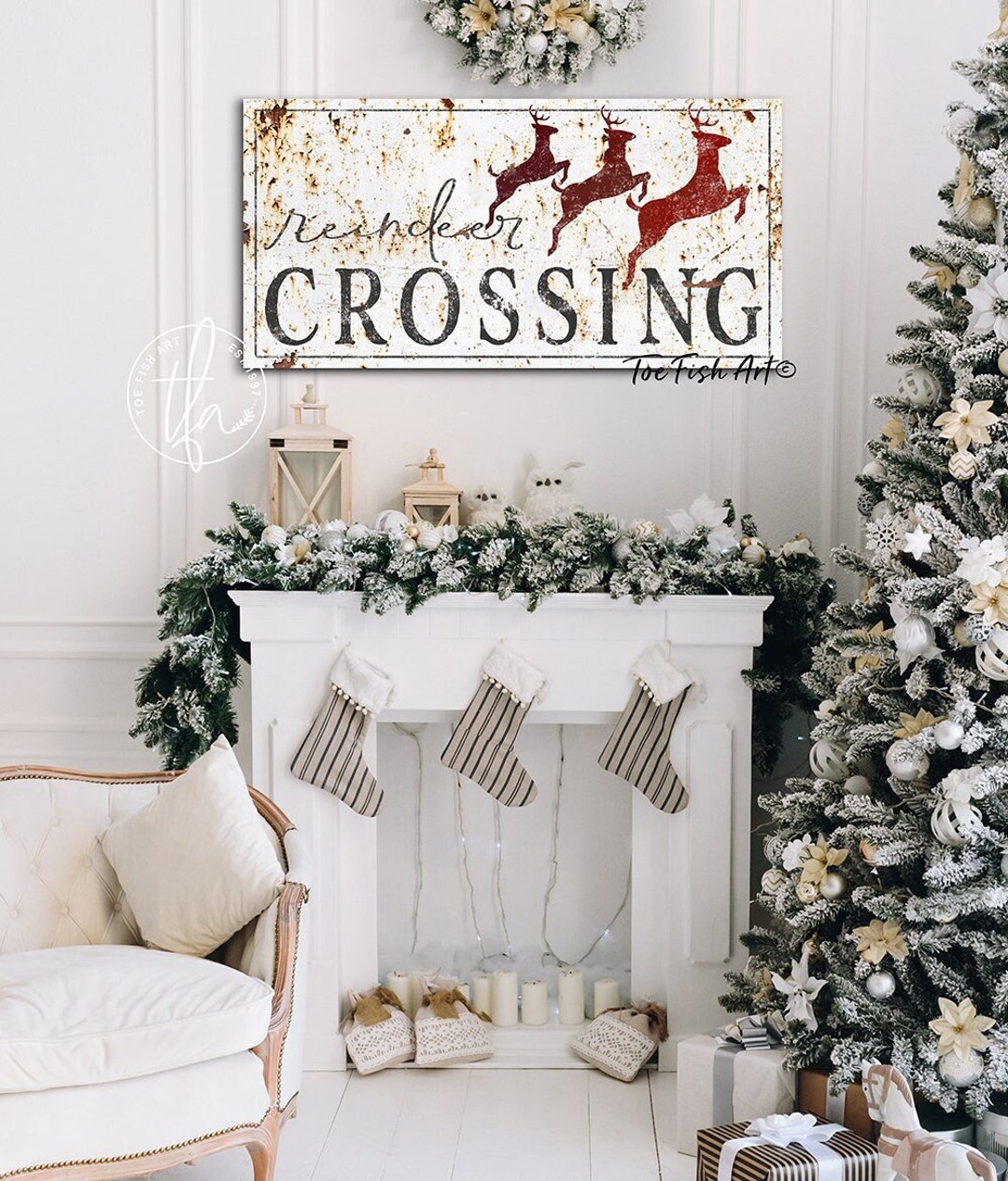 Reindeer Sign Christmas Sign Christmas Decor Decorations Rustic ...