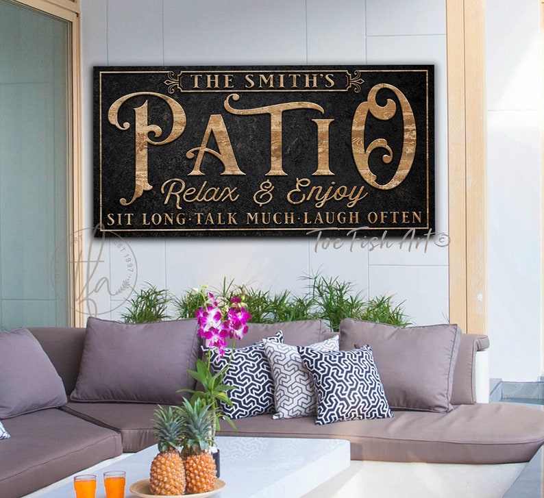 Personalized Patio Sign Backyard Bar and Grill Pool Deck - Etsy
