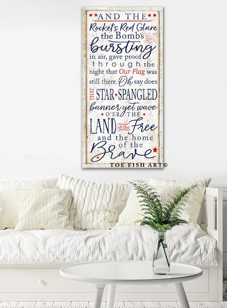 Star Spangled Banner Sign Patriotic Canvas Print Modern - Etsy