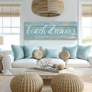 Beach Dreams Sign Coastal Wall Art Master Bedroom Sign Rustic Beach ...