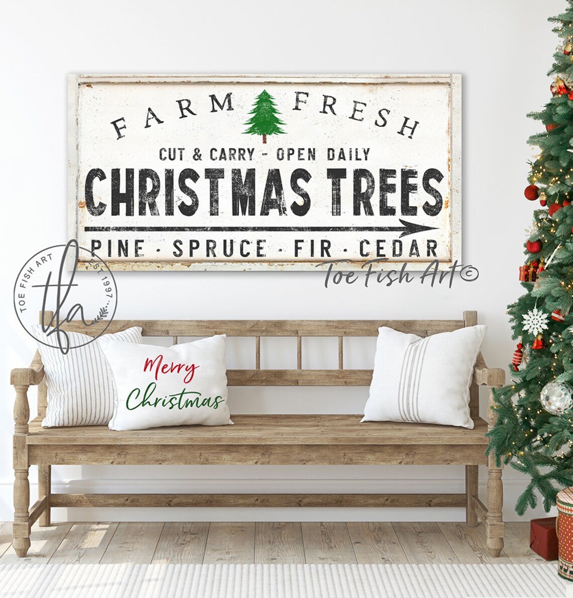 Christmas Tree Farm Sign Personalized Farmhouse Wall Decor - Etsy