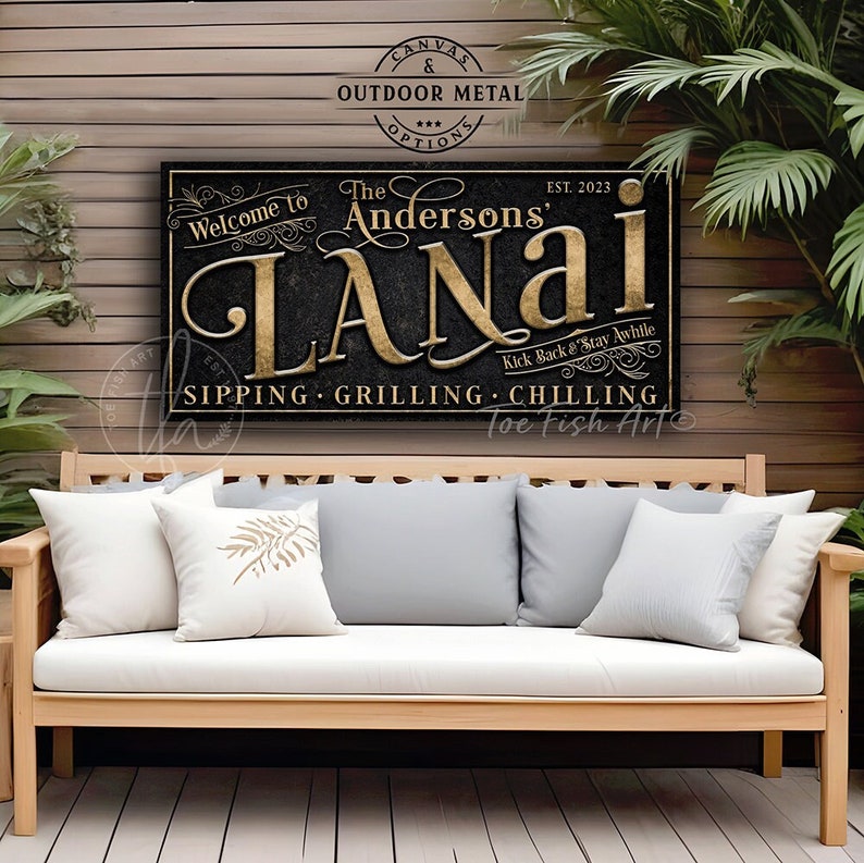 Personalized Lanai Back Patio Sign Backyard Bar and Grill Pool & Patio ...