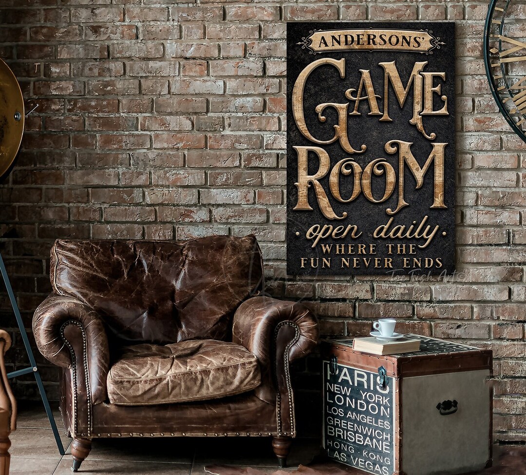 Personalized Game Room Sign Custom Family Last Name Modern Farmhouse ...