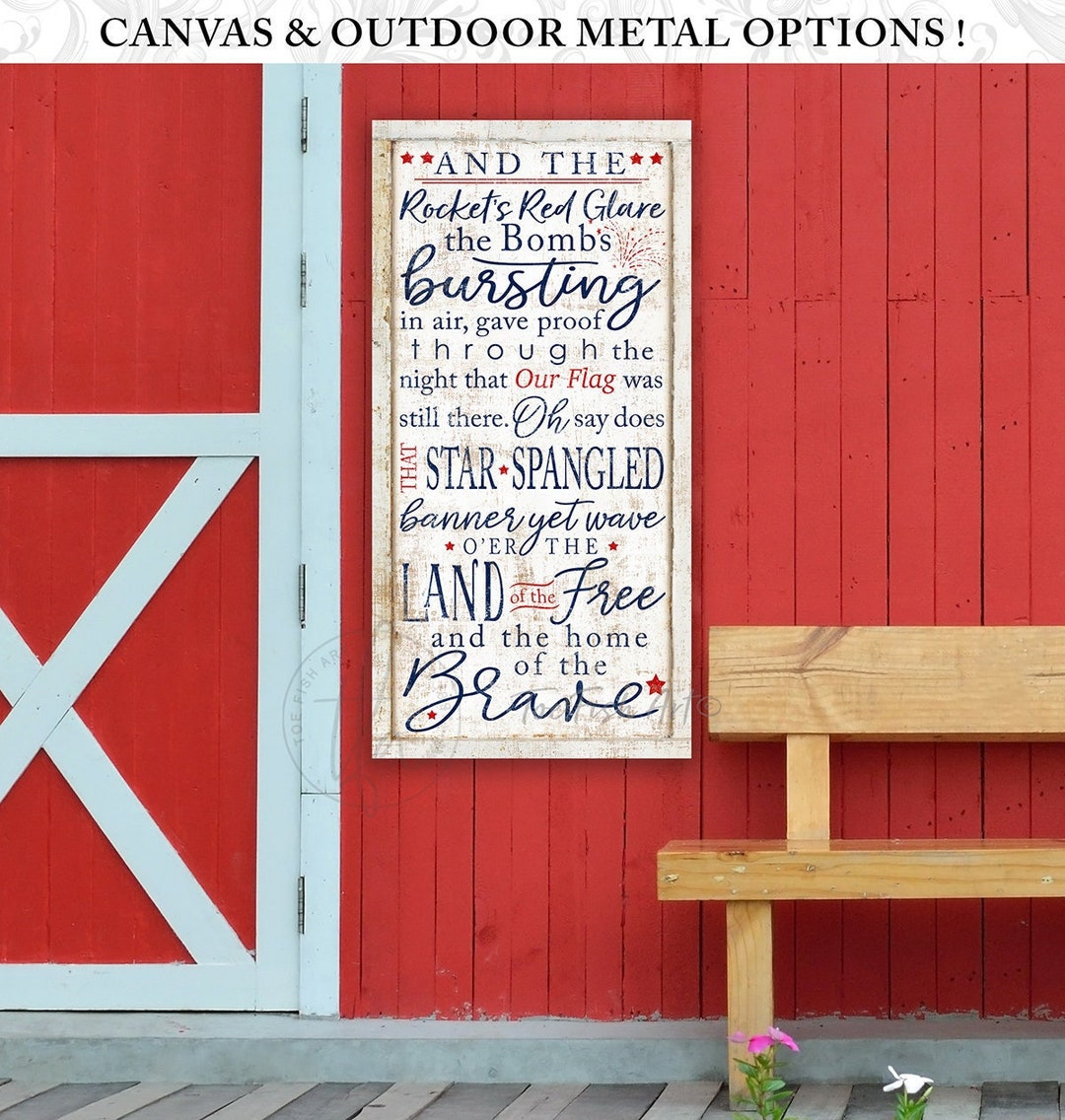 Star Spangled Banner Sign Patriotic Canvas Print Modern Farmhouse Wall ...