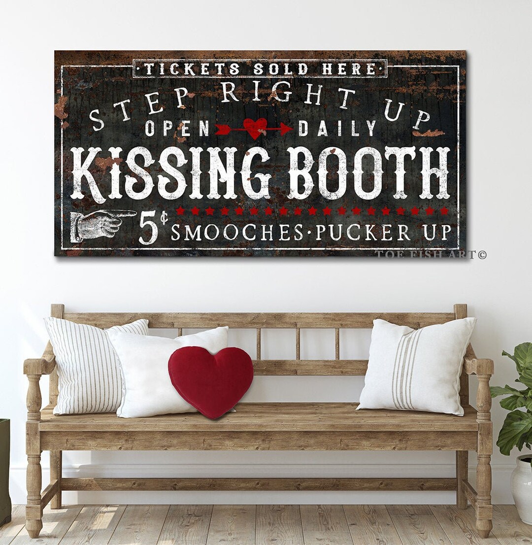 Kissing Booth Valentines Day Sign Modern Farmhouse Wall Decor Farm ...