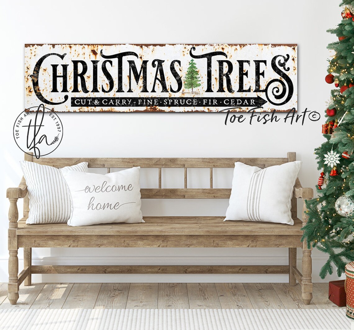 Christmas Tree Farm Sign Rustic Farmhouse Wall Decor Cut Your - Etsy
