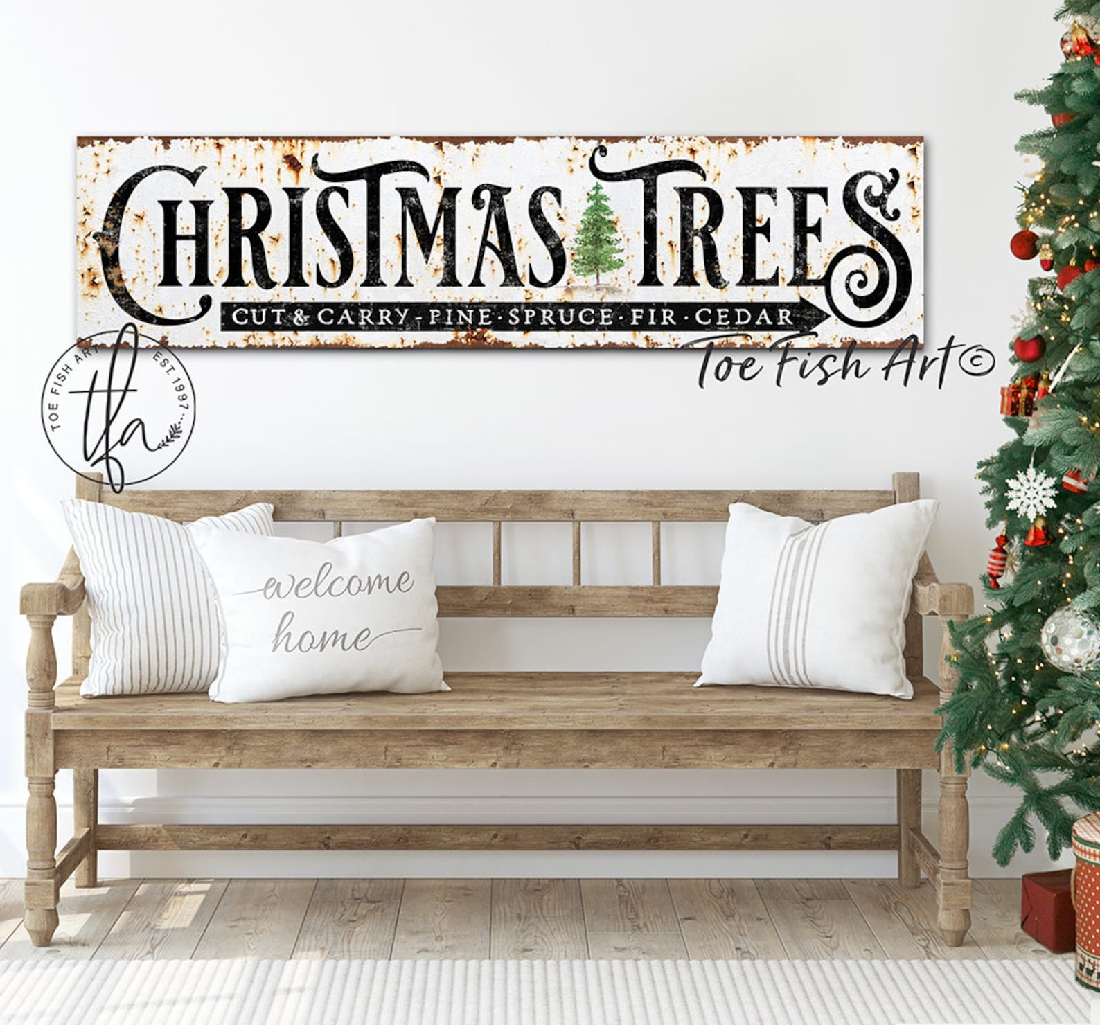 Christmas Tree Farm Sign Rustic Farmhouse Wall Decor Cut Your Own Trees ...