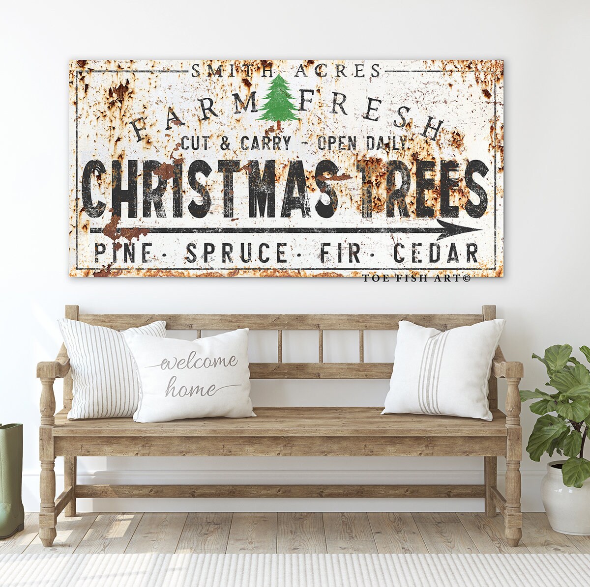 Christmas Tree Farm Sign Personalized Farmhouse Wall Decor Vintage ...