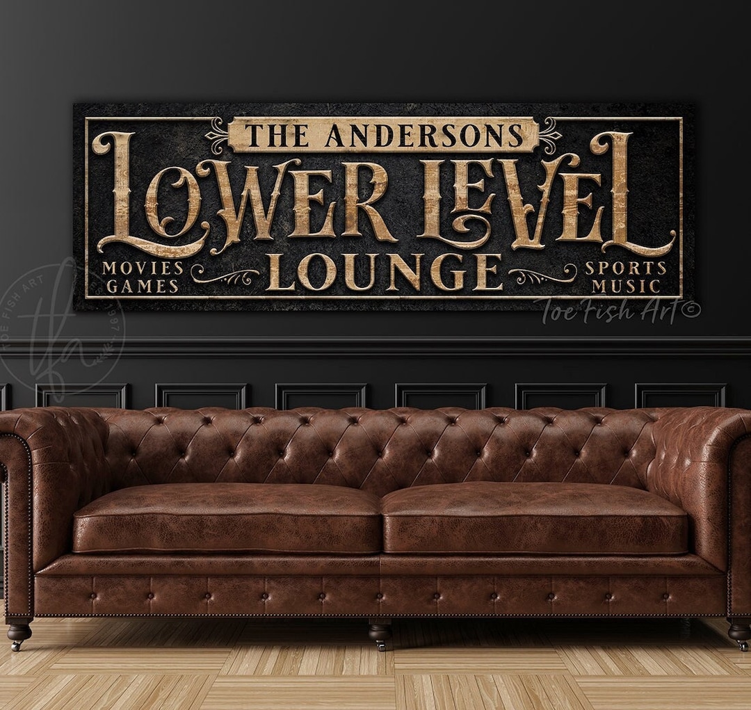 Lower Level Sign Personalized Basement Sign Custom Modern Farmhouse ...