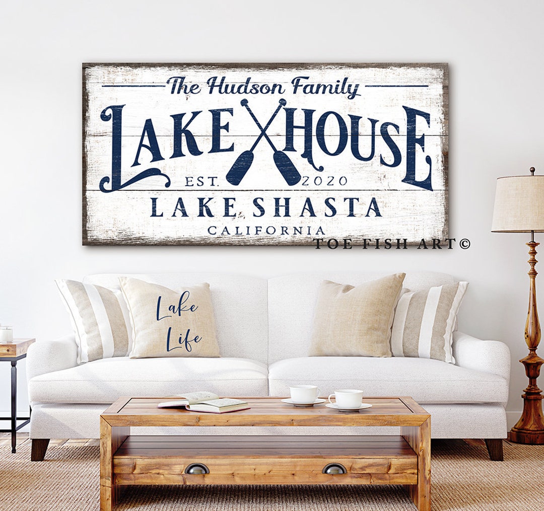 Custom Lake House Sign Modern Farmhouse Wall Decor Family Name Sign ...