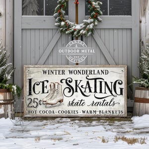 Ice Skating Sign Christmas Decoration Skate Rental Modern Farmhouse ...