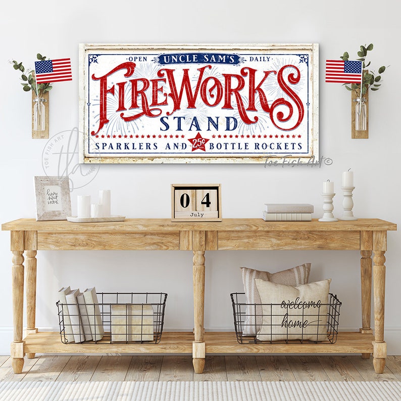 4th of July Sign Fireworks Stand Sign Personalized Wall Decor 1776 ...