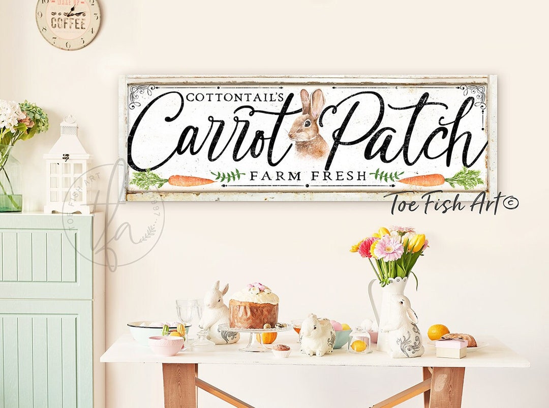Easter Decor Decoration Carrot Patch Bunny Rabbit Holiday Family Name ...