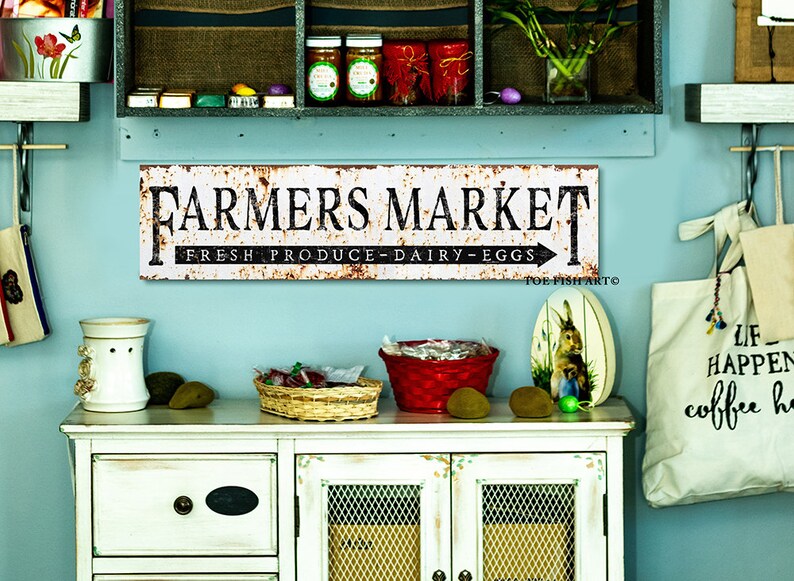Modern Farmhouse Wall Decor Farmers Market Sign Eggs Dairy | Etsy
