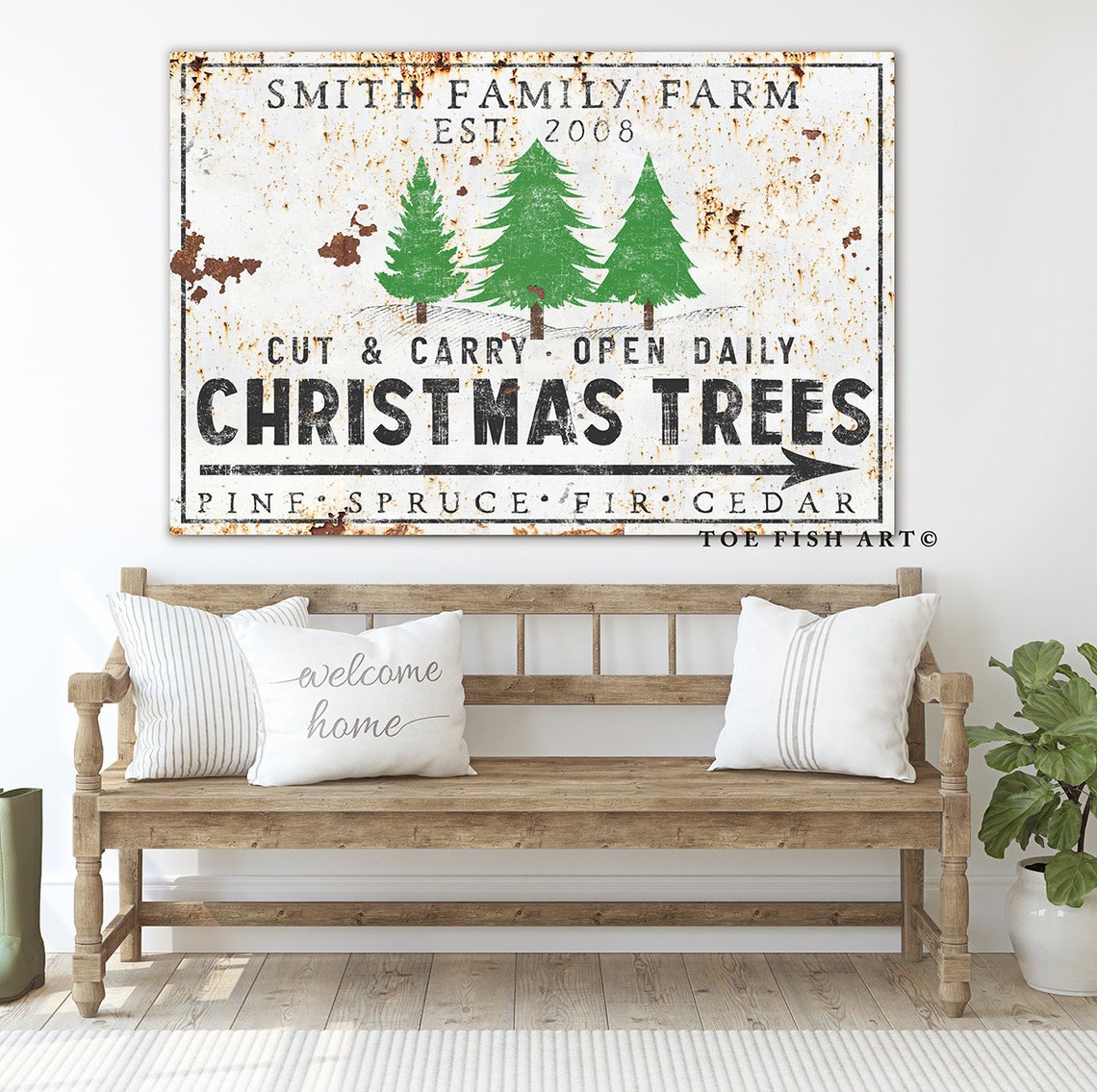 Christmas Tree Farm Sign Personalized Farmhouse Wall Decor Christmas ...