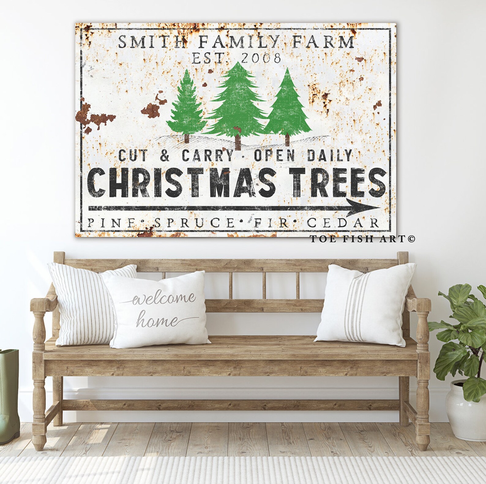 Christmas Tree Farm Sign Personalized Farmhouse Wall Decor | Etsy