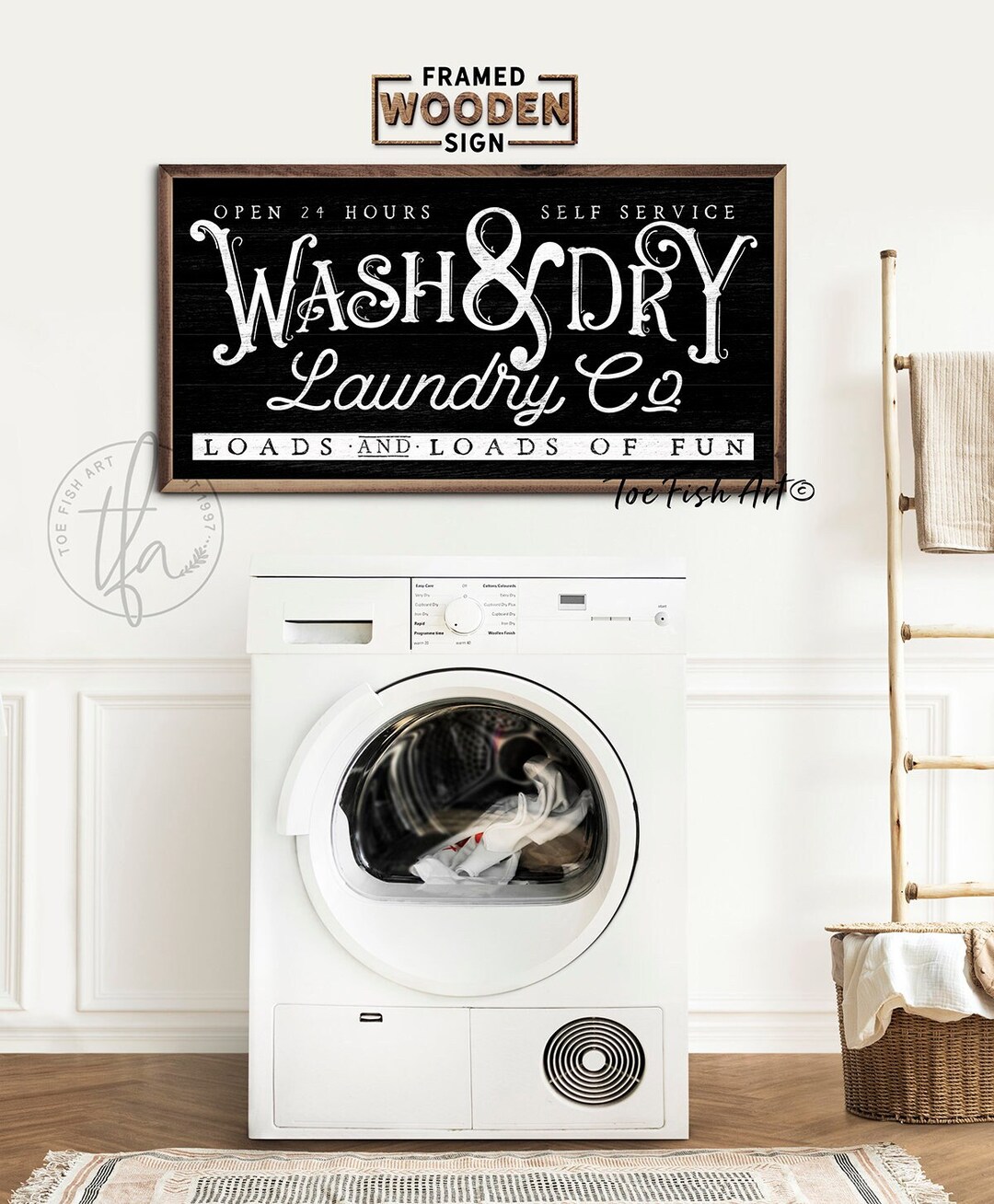 WOOD SIGN! Modern Farmhouse Wall Decor Laundry Sign Wash & Dry Rustic ...