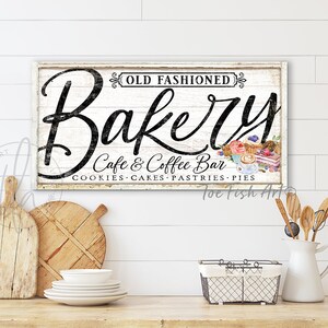 Custom Bakery Sign Coffee Bar Signs Modern Farmhouse Wall Decor Kitchen ...