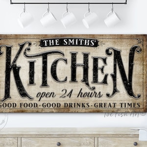 Custom Kitchen Sign Personalized Coffee Bar Signs Vintage Dining Room ...