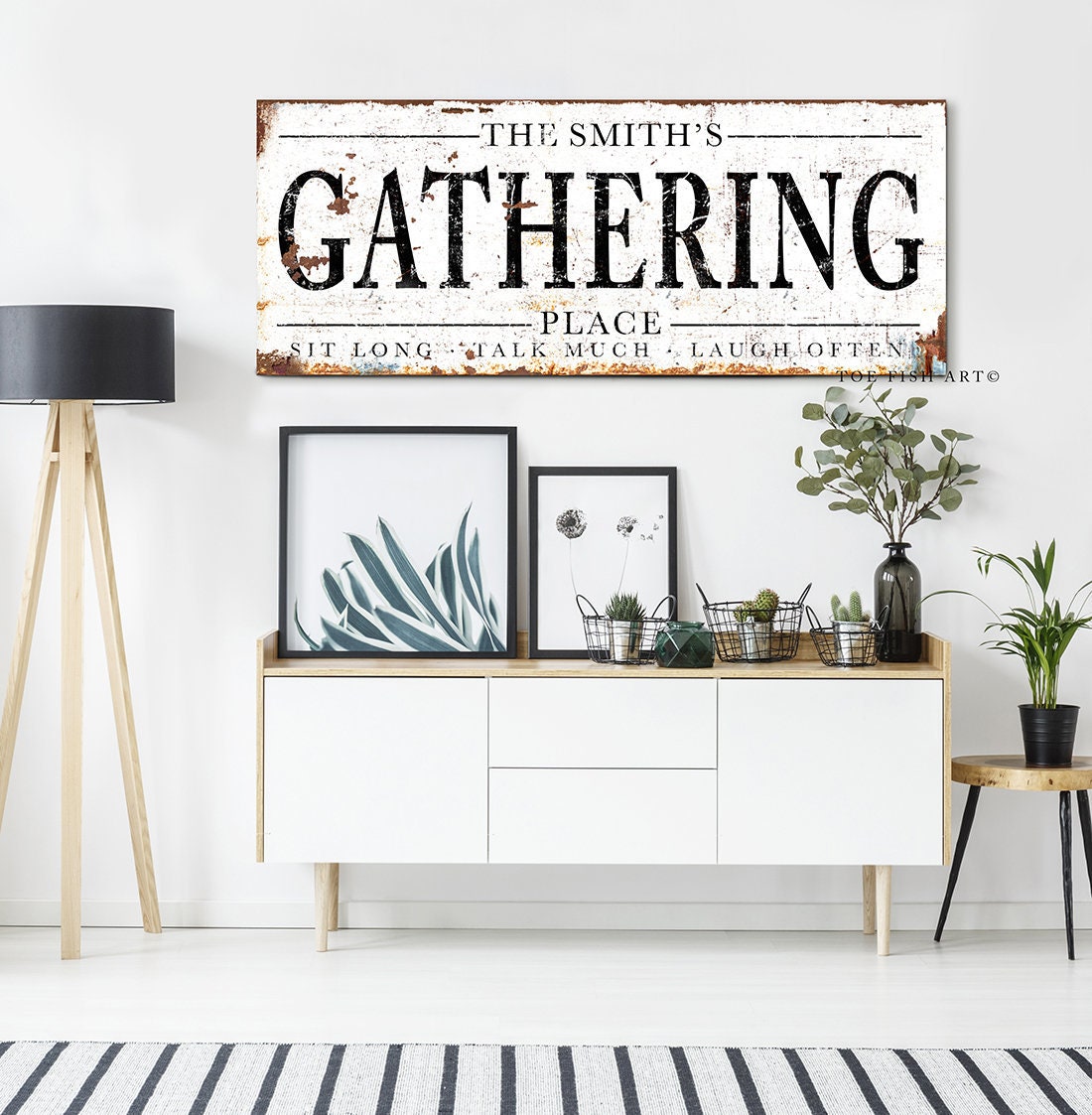 The Gathering Place Sign Last Name Established Sign Living Room Wall ...