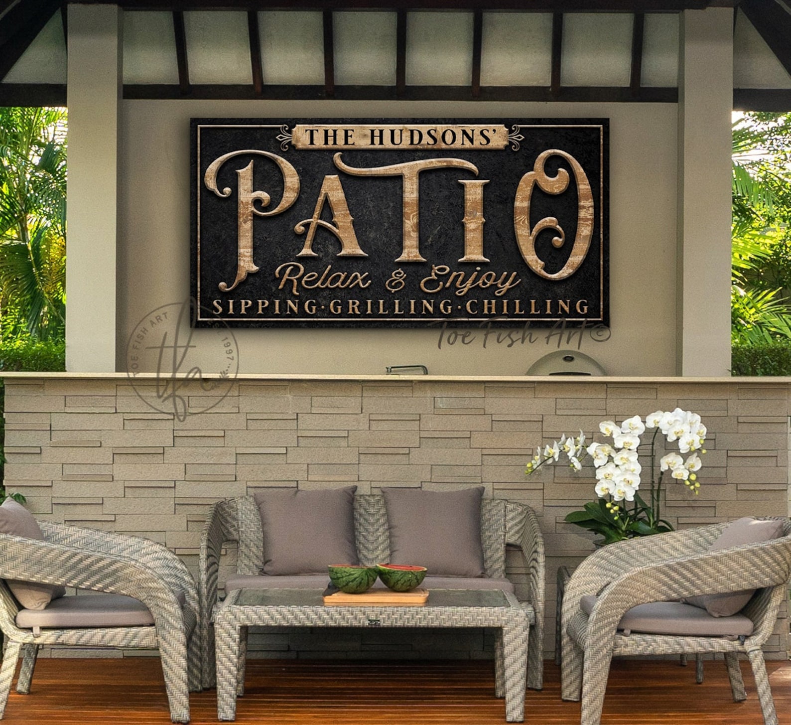 Personalized Patio Sign Backyard Bar and Grill Pool Deck Custom Name ...