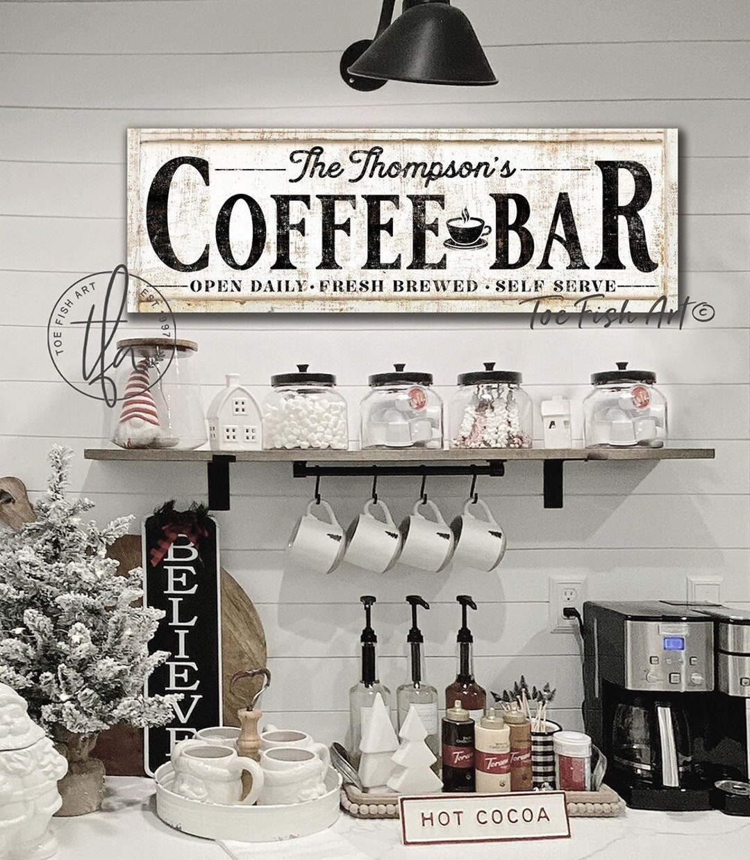 COFFEE BAR SIGN Modern Farmhouse Wall Decor Personalized Family Name ...