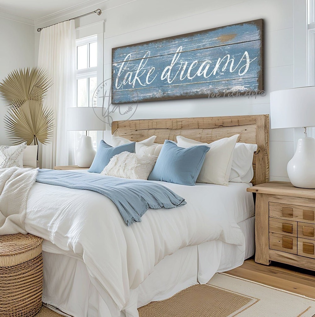 Lake Dreams Sign Master Bedroom Sign Rustic Cabin Decor Lake House Art ...