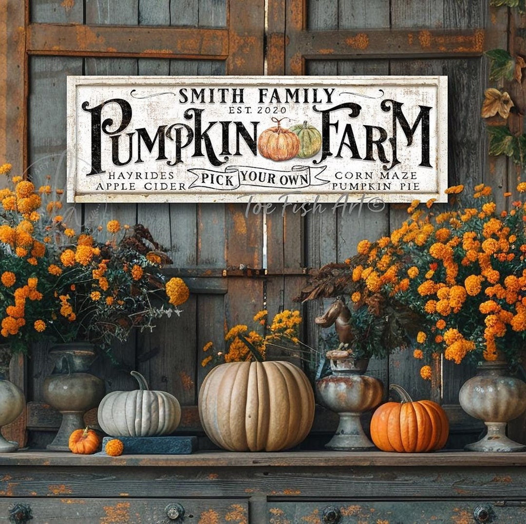 Pumpkin Farm Sign Rustic Fall Art Family Pumpkin Patch Modern Farmhouse ...
