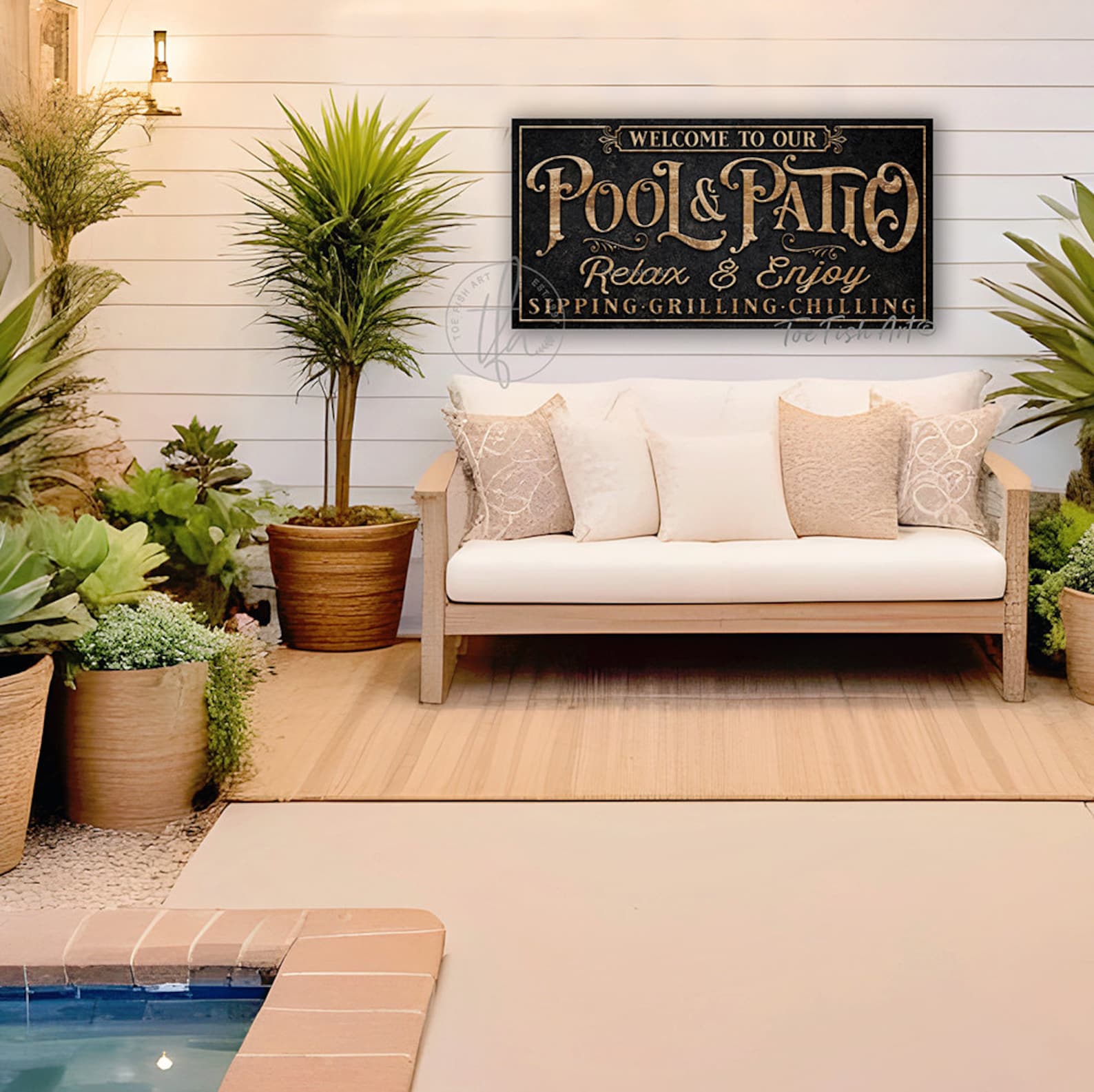 Personalized Pool & Patio Sign Backyard Bar and Grill Pool Deck Last Name Sign Custom Family ...