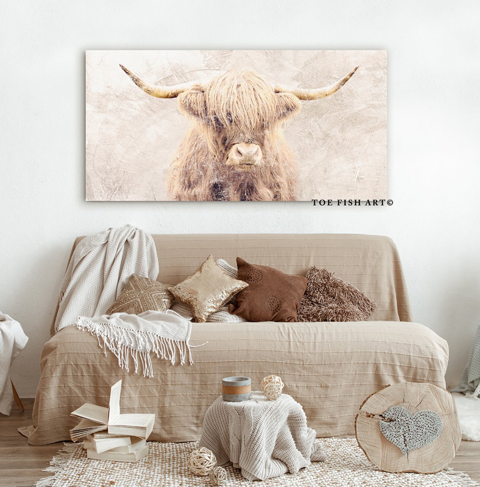 Highland Cow Canvas Print Modern Farmhouse Wall Decor - Etsy