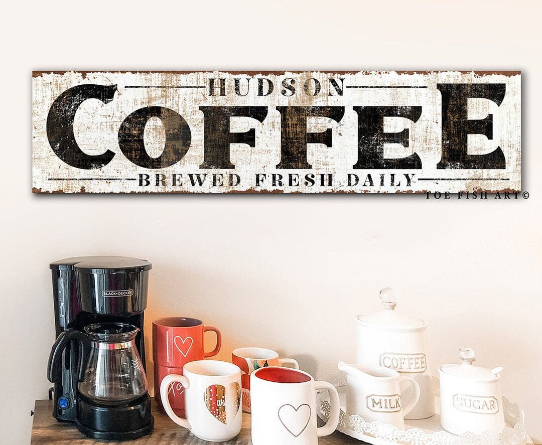 Custom COFFEE BAR SIGN Modern Farmhouse Decor Personalized Family Name ...