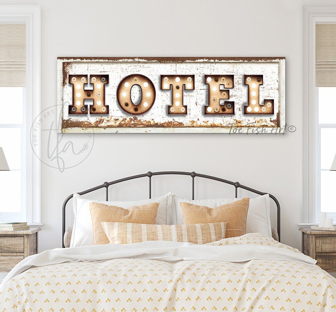 Hotel Sign Modern Farmhouse Wall Decor Bedroom Wall Art Rustic ...